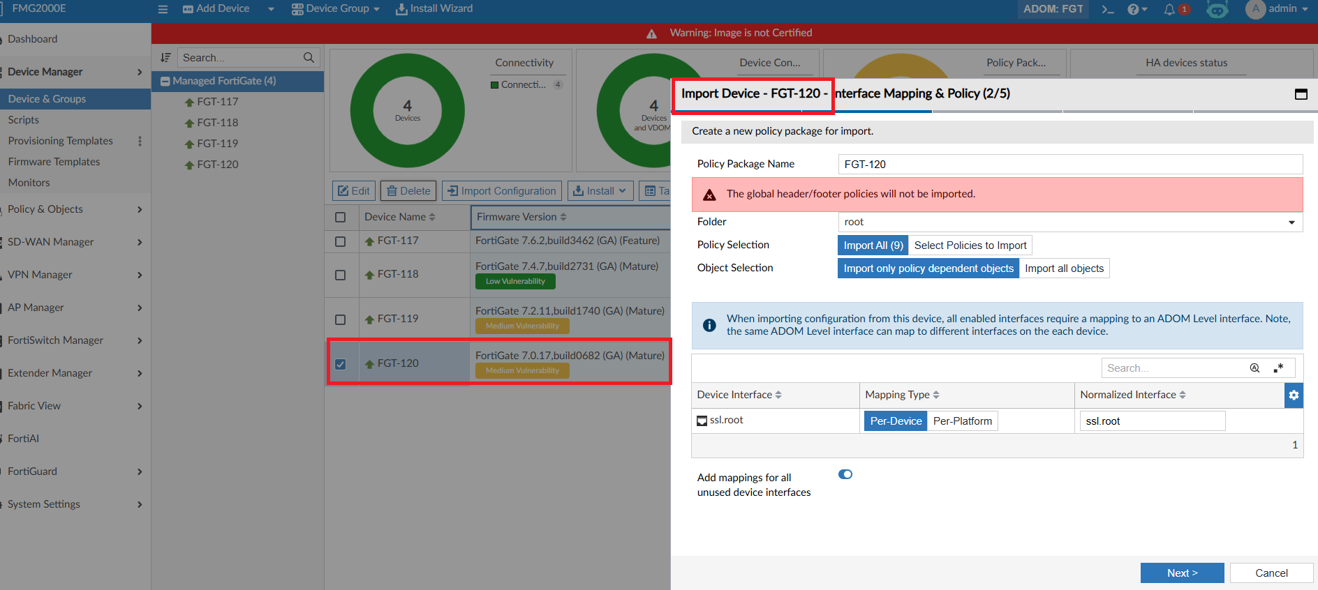 ADOM version 7.6 supports FOS versions 7.6, 7.4, 7.2 and 7.0 7.6.3 ...