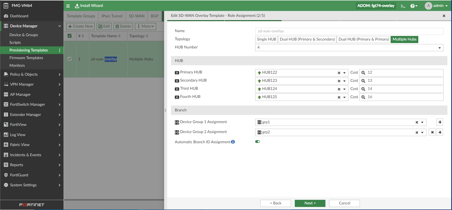 Support for multi-HUB (up to 4 HUBs) integrated into the SD-WAN Overlay ...