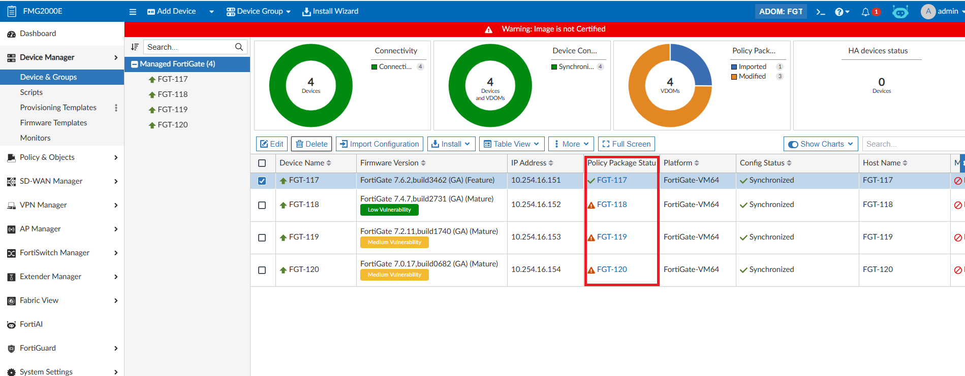 ADOM version 7.6 supports FOS versions 7.6, 7.4, 7.2 and 7.0 7.6.3 ...
