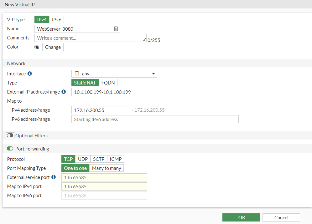 Virtual Ips With Port Forwarding Fortigate Fortios 7 0 17 Fortinet Document Library