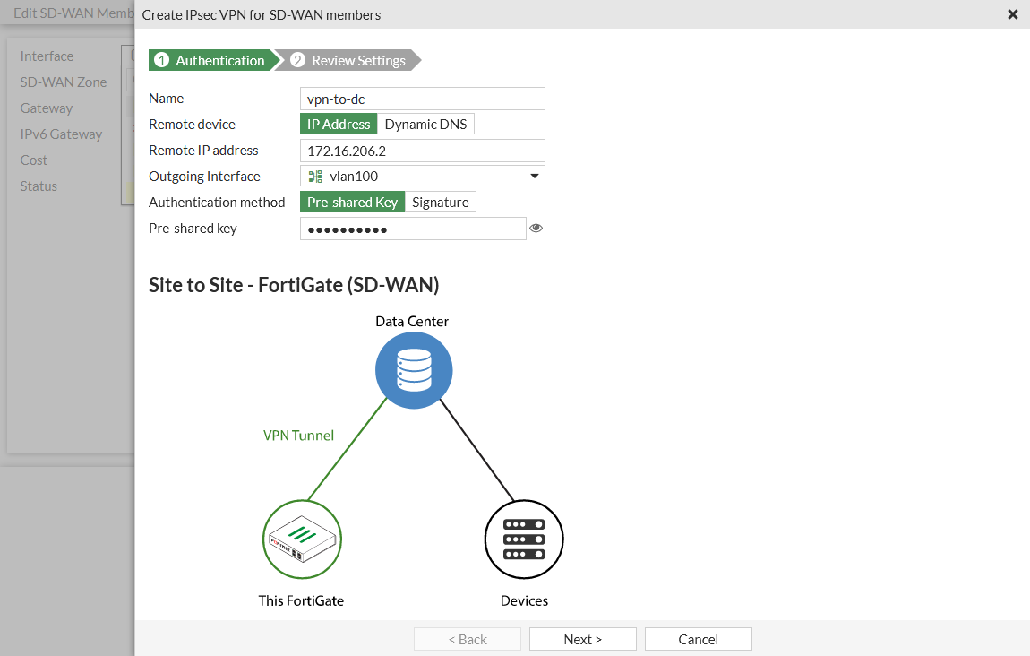 Dual VPN tunnel wizard | FortiGate / FortiOS 7.0.17 | Fortinet Document ...