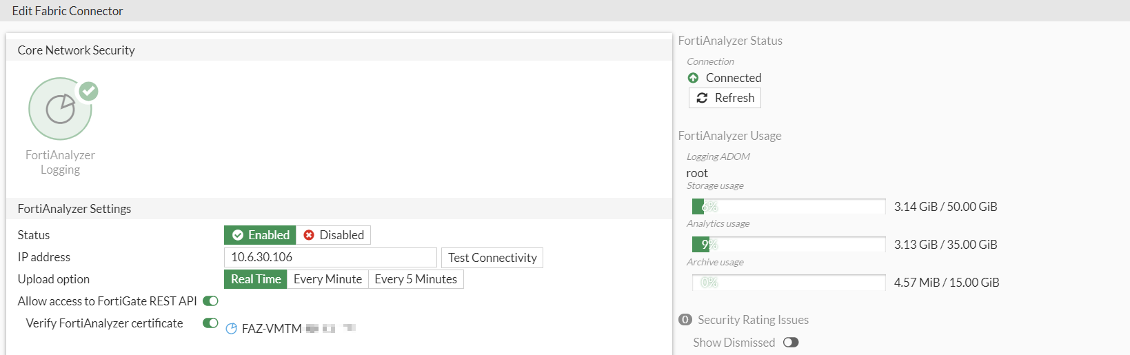 Configuring FortiAnalyzer | FortiGate / FortiOS 7.0.17 | Fortinet ...