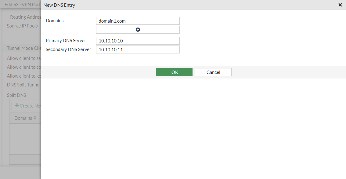 SSL VPN split DNS | FortiGate / FortiOS 7.0.17 | Fortinet Document Library