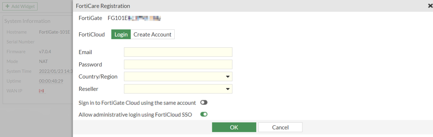 FortiCare and FortiGate Cloud login | FortiGate / FortiOS 7.0.17 | Fortinet Document Library