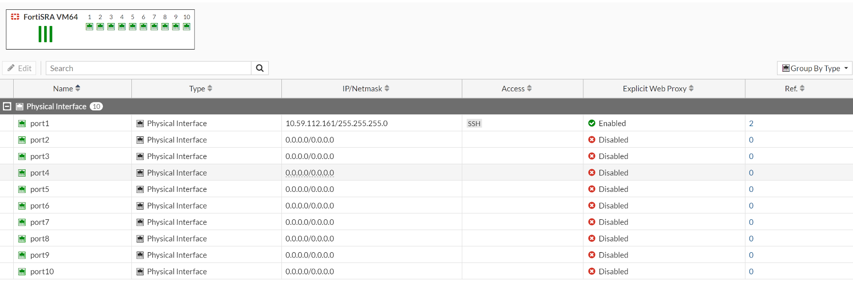 Interfaces | FortiSRA 1.5.0 | Fortinet Document Library