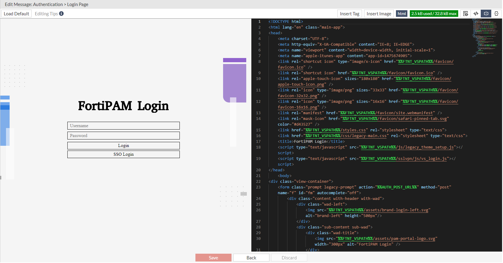 Editing a replacement message | FortiSRA 1.5.0 | Fortinet Document Library