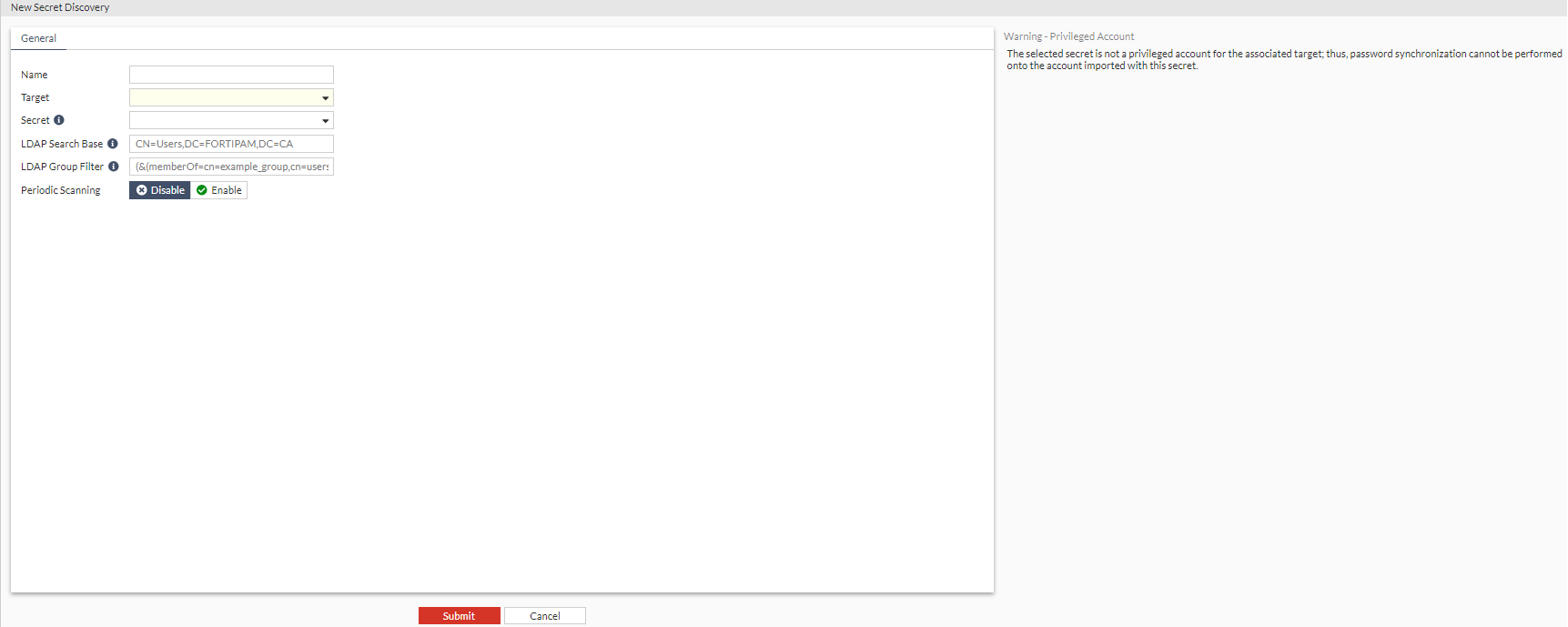 Creating discovery entry | FortiSRA 1.5.0 | Fortinet Document Library