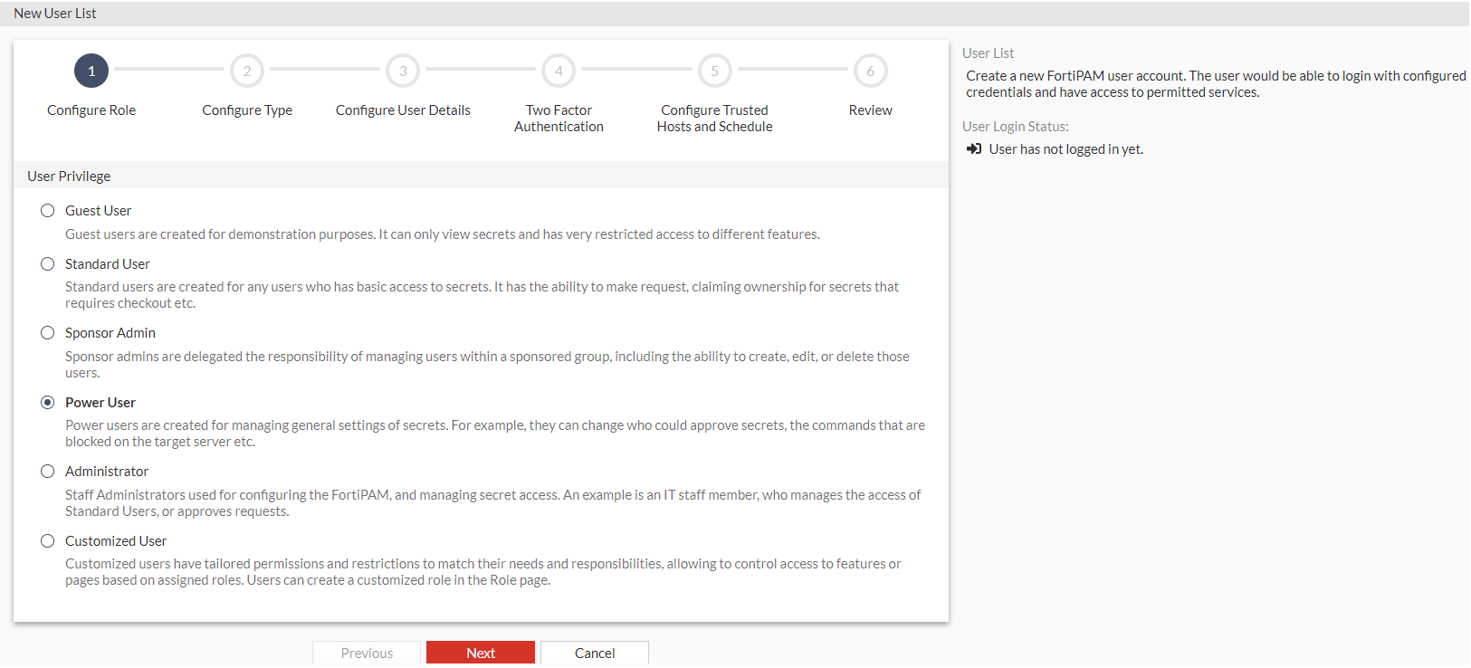 Creating a user | FortiSRA 1.5.0 | Fortinet Document Library