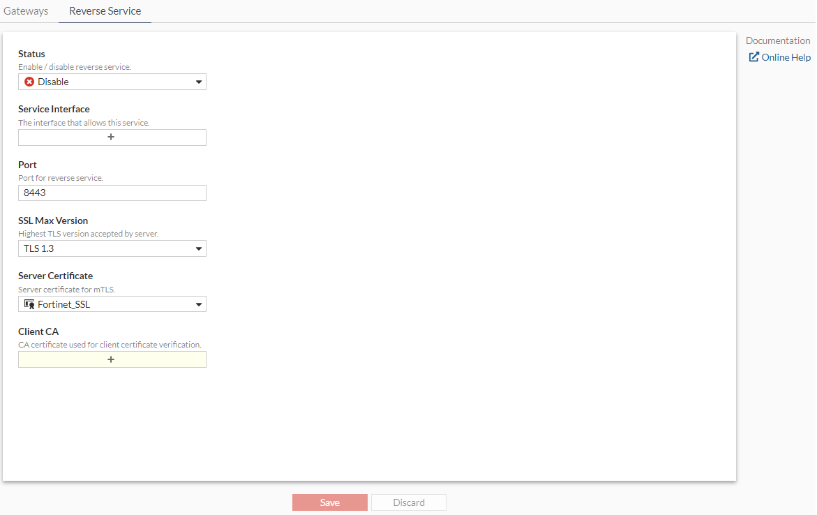 Reverse service | FortiSRA 1.5.0 | Fortinet Document Library