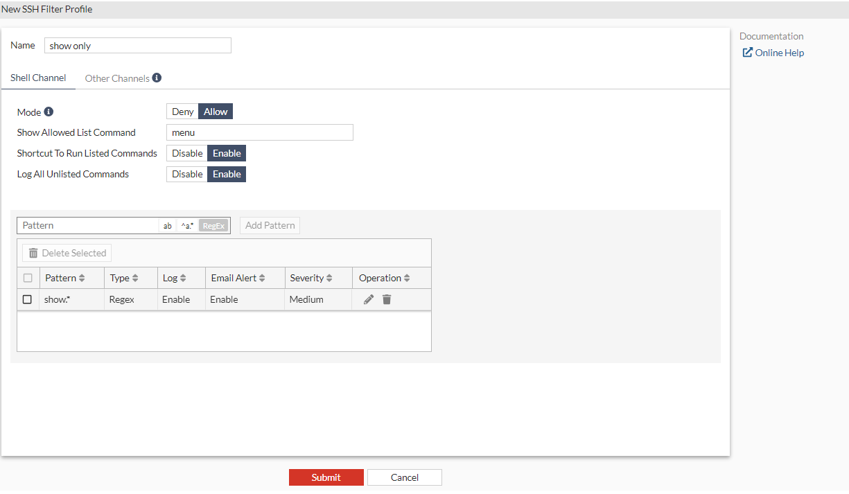 Example SSH filter profiles example | FortiSRA 1.5.0 | Fortinet ...