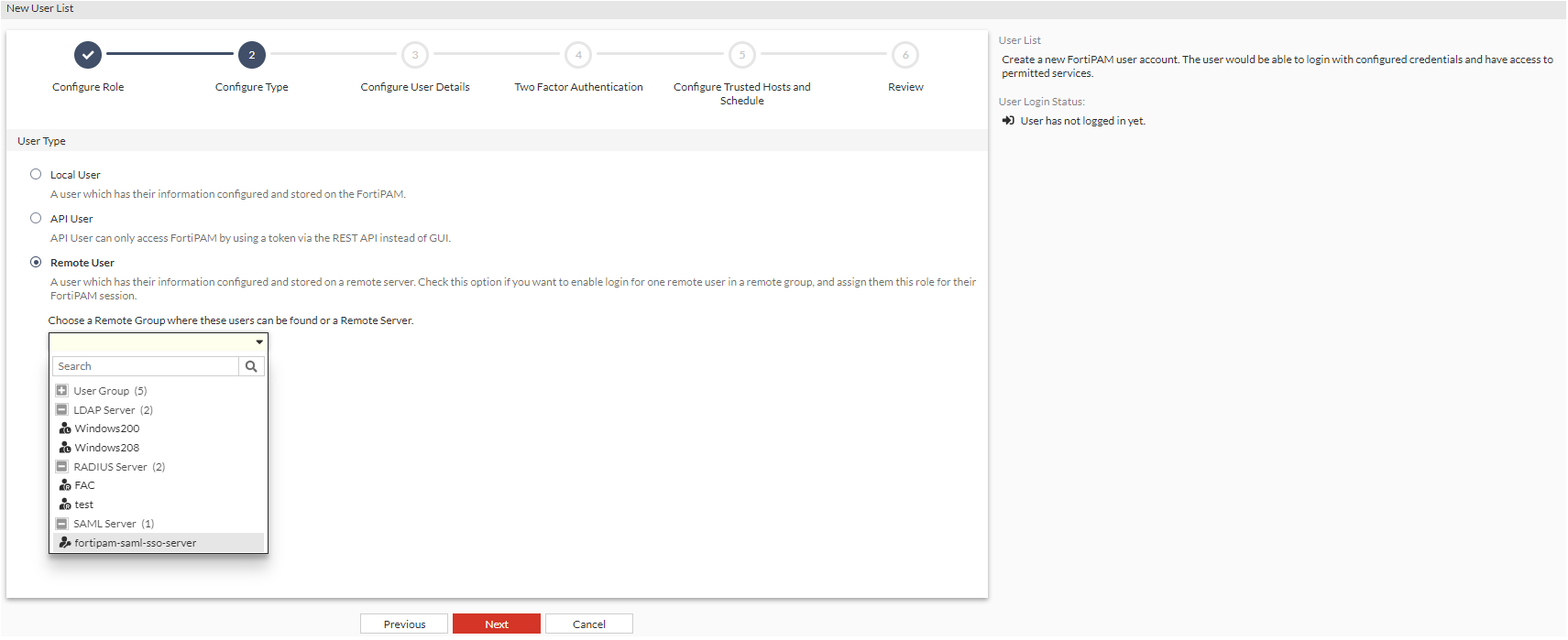 Creating a user | FortiSRA 1.5.0 | Fortinet Document Library