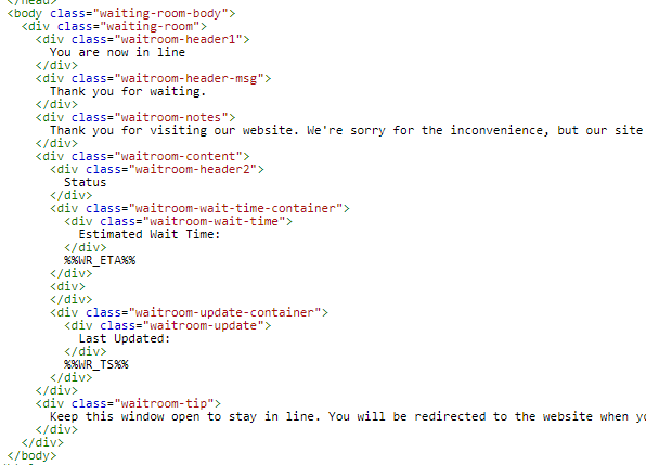 Customizing waiting room display page | FortiWeb 7.6.4 | Fortinet Document Library