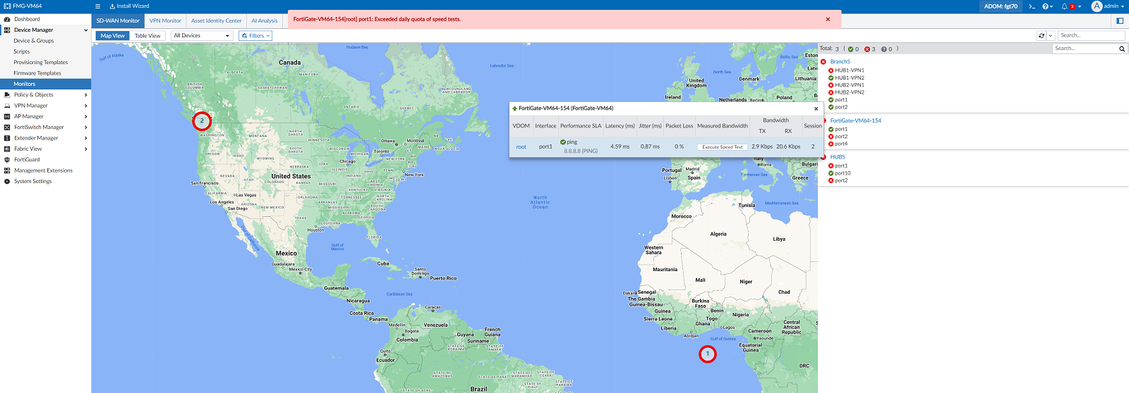 SD-WAN Monitoring Map integrates with Cloud Assisted Monitoring Service ...