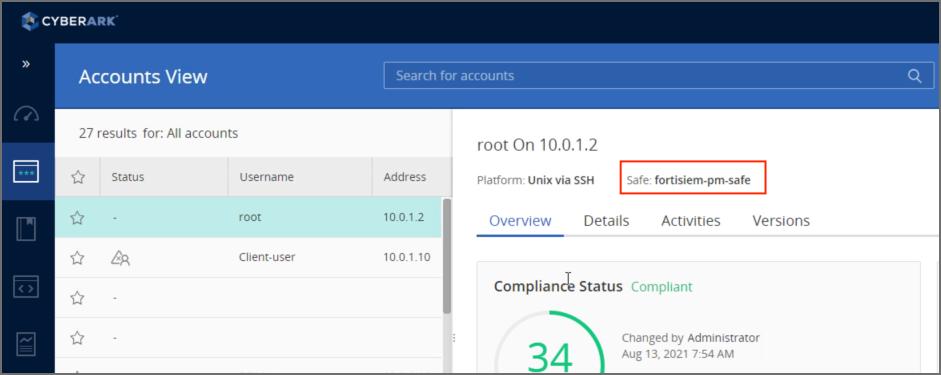 CyberArk Password Vault | FortiSIEM 7.3.1 | Fortinet Document Library