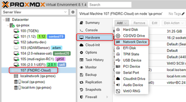 Sensor deployment on ProxMox VE | FortiNDR Cloud Sensors | Fortinet Document Library
