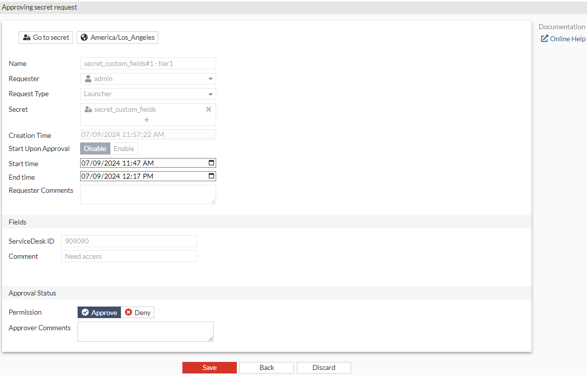 Configuring and accessing a secret that uses an approval profile with ...