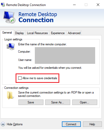 Issue: Remote desktop under non-proxy mode requires entering password ...