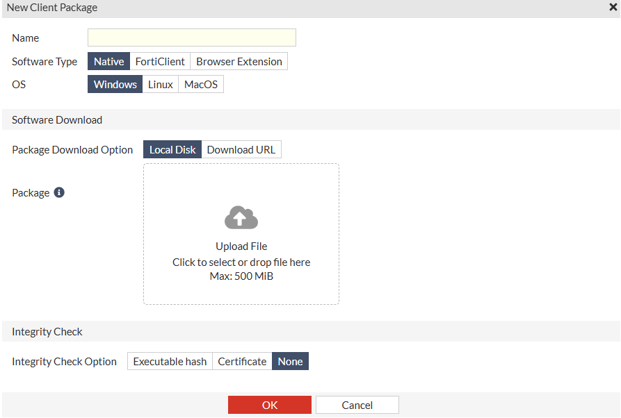 Creating a client software entry for integrity check | FortiPAM 1.7.0 ...
