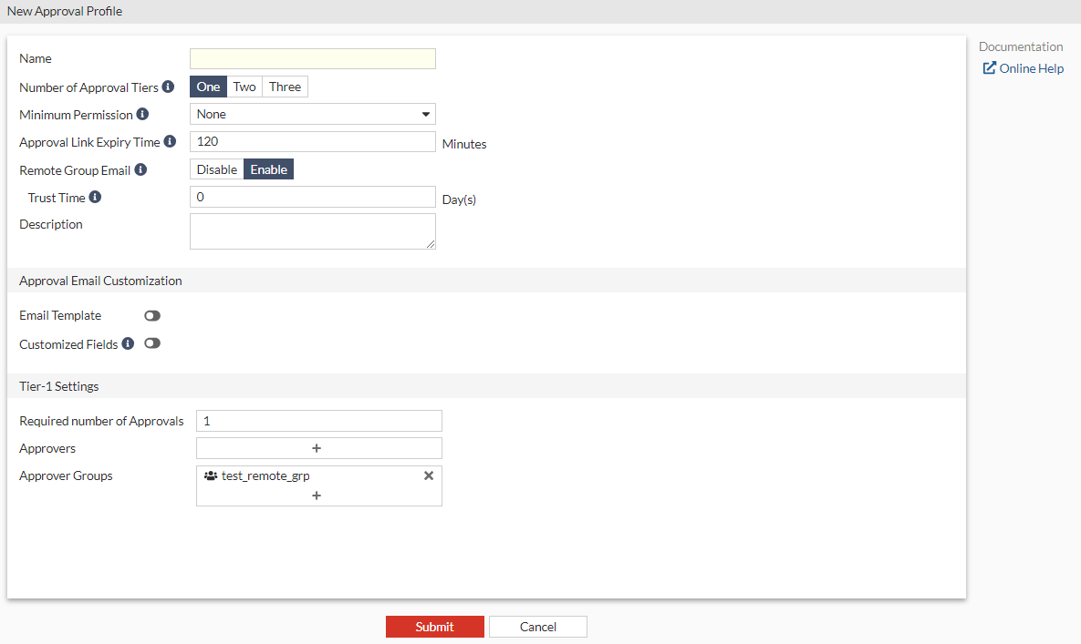 Create an approval profile | FortiPAM 1.7.0 | Fortinet Document Library