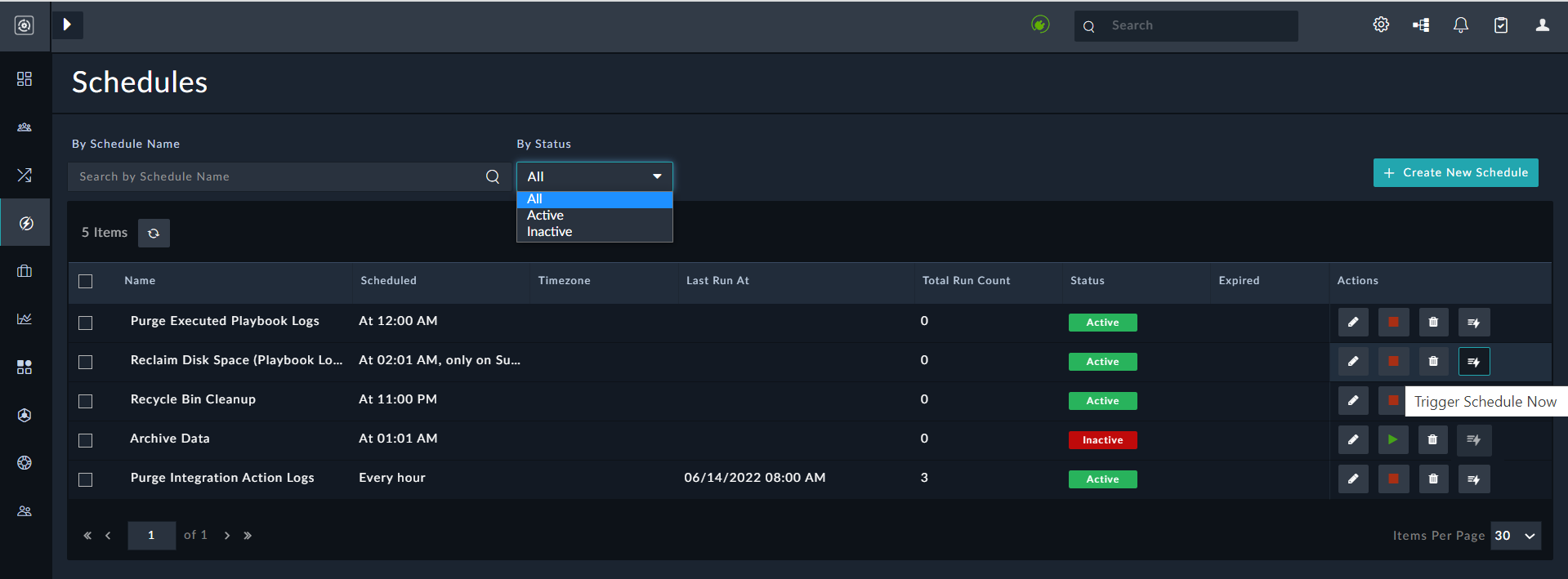 Schedules | FortiSOAR 7.6.1 | Fortinet Document Library