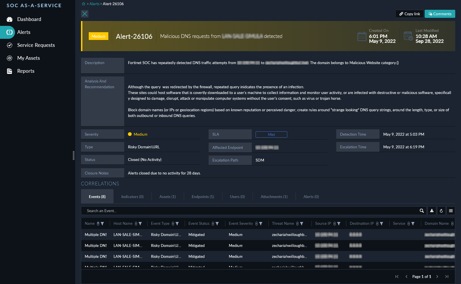 Viewing alert details | SOCaaS 23.4.0 | Fortinet Document Library