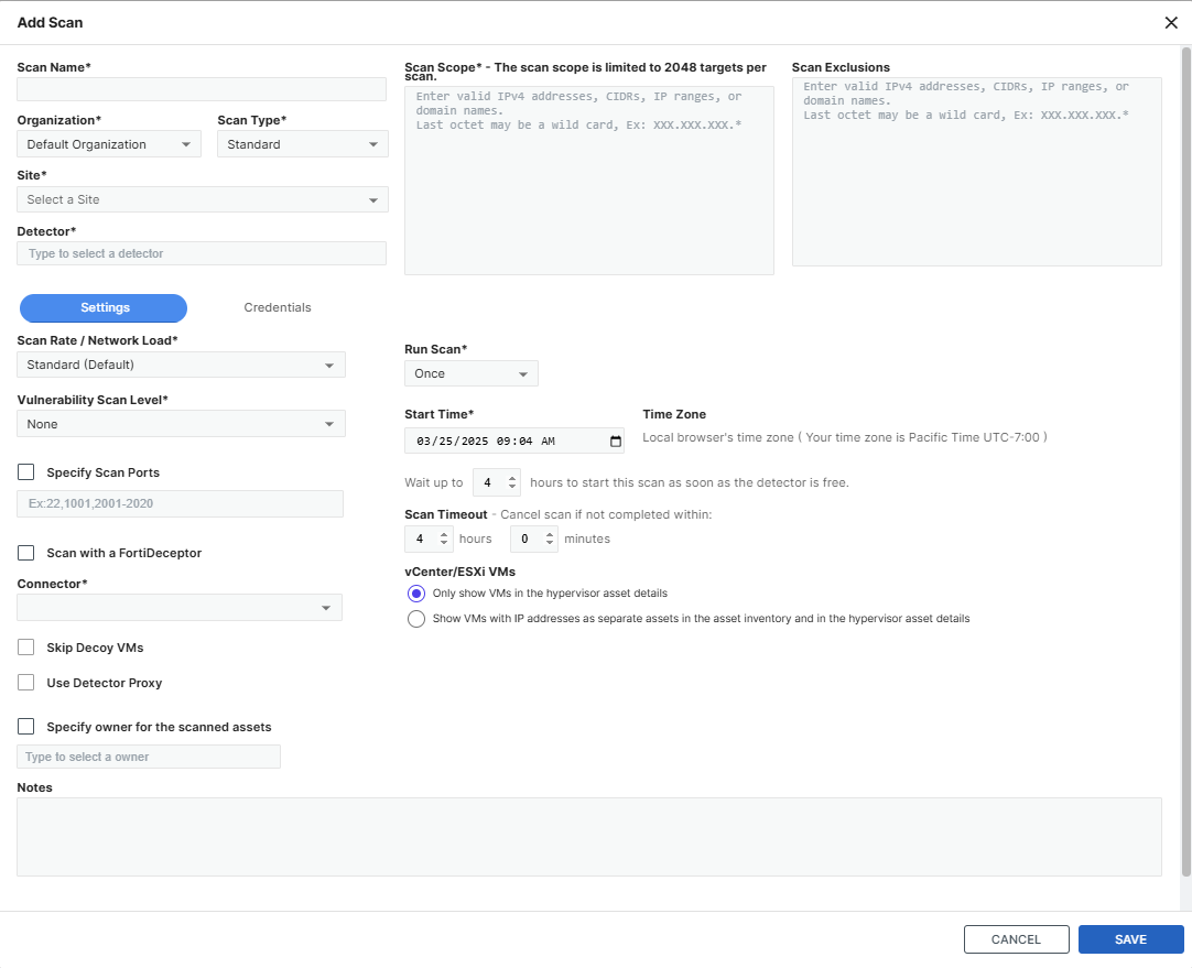 Adding a scan | FortiDevice 25.1.b | Fortinet Document Library