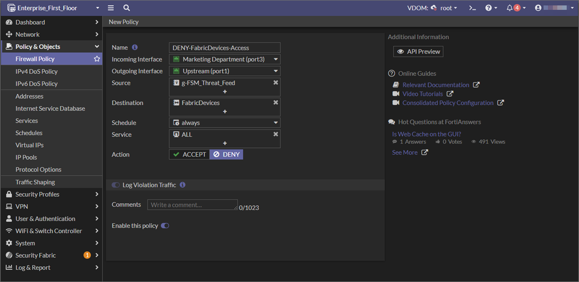 Configure Firewall Policy to Control Access for Devices in the IP ...