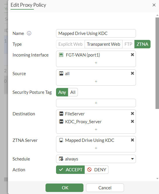 ZTNA application gateway with KDC to access shared drives | FortiGate ...