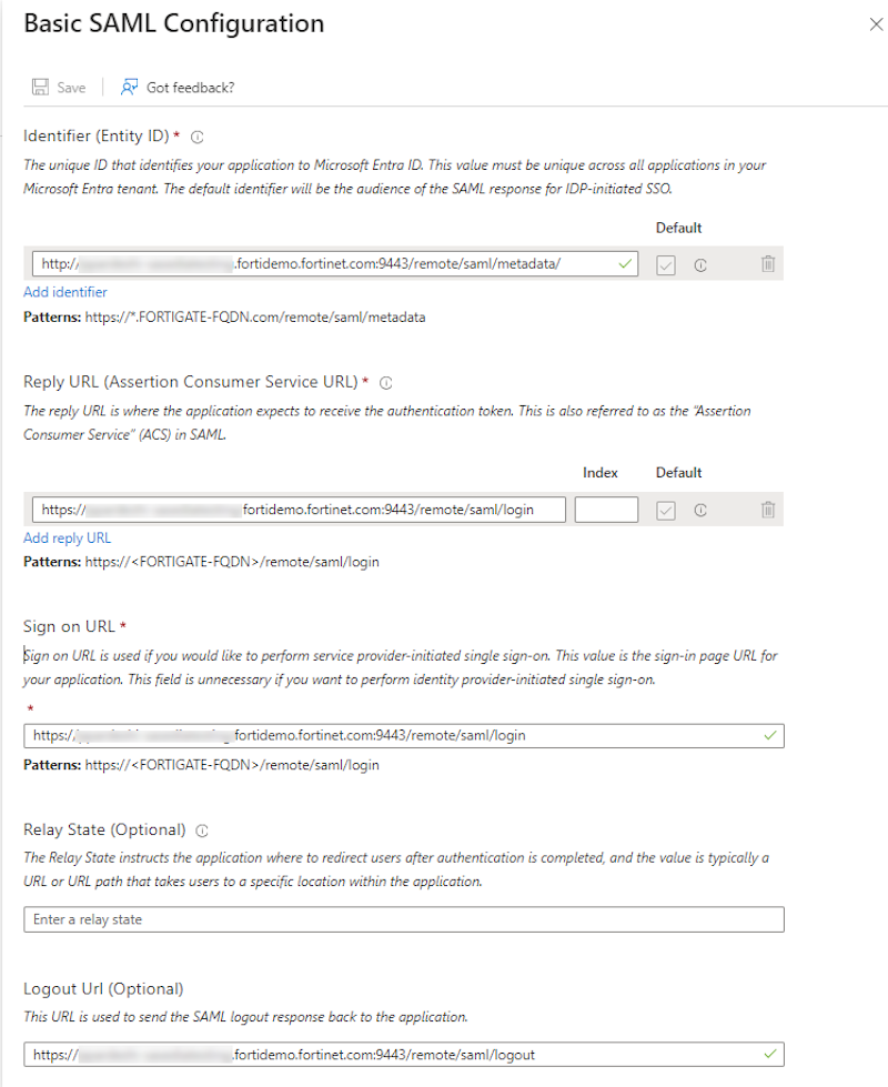 Configuring Microsoft Entra ID as SAML IdP and FortiGate as SAML SP | FortiGate / FortiOS 7.6.2 ...