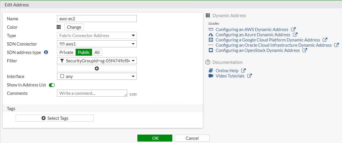 AWS SDN connector using access keys | FortiGate / FortiOS 7.6.2 ...