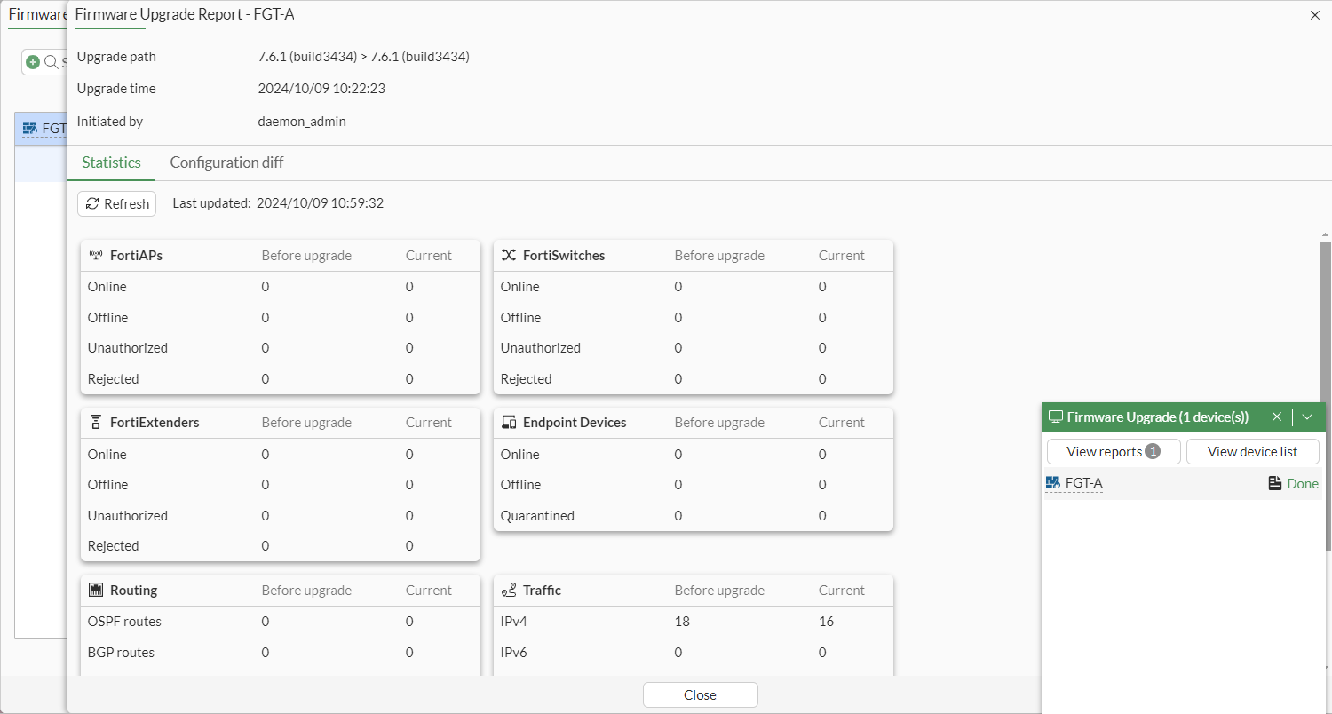 Viewing firmware upgrade reports | FortiGate / FortiOS 7.6.2 | Fortinet ...