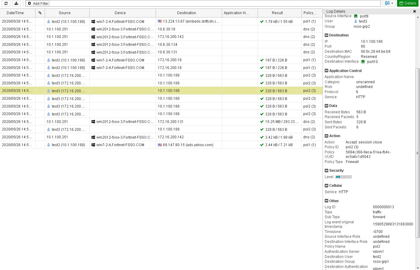 RSSO information for authenticated destination users in logs ...