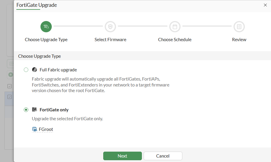 Upgrading individual devices | FortiGate / FortiOS 7.6.2 | Fortinet ...