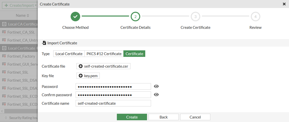 Import a certificate | FortiGate / FortiOS 7.6.2 | Fortinet Document ...