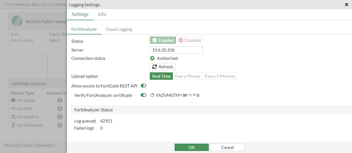Configuring FortiAnalyzer | FortiGate / FortiOS 7.2.8 | Fortinet Document Library