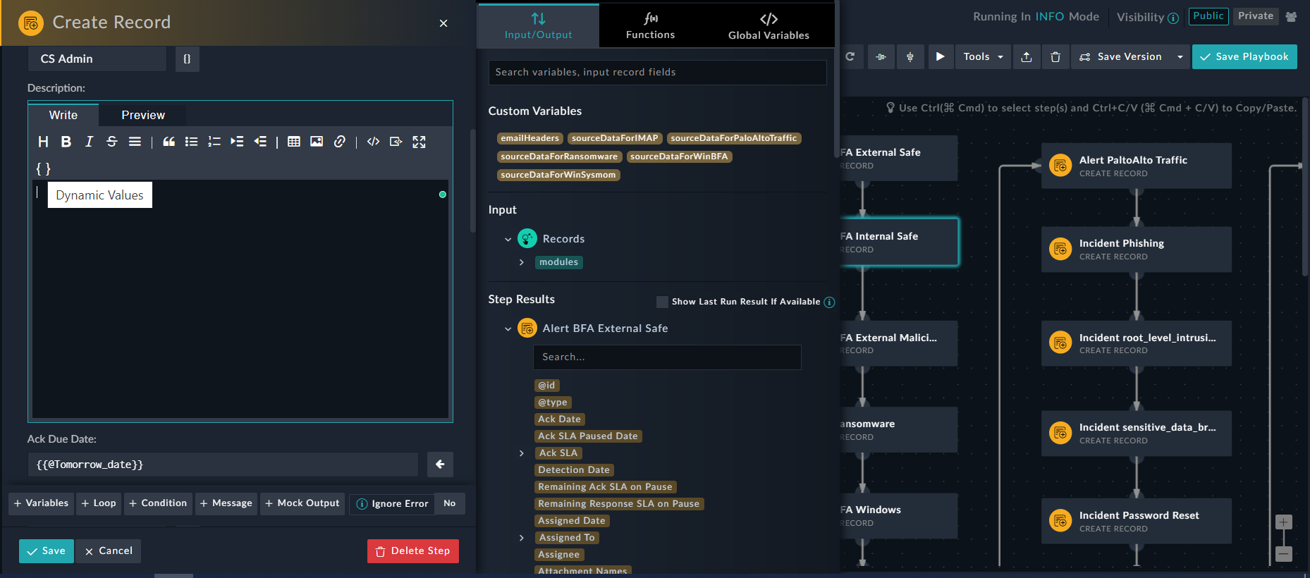 Dynamic Values | FortiSOAR 7.6.0 | Fortinet Document Library