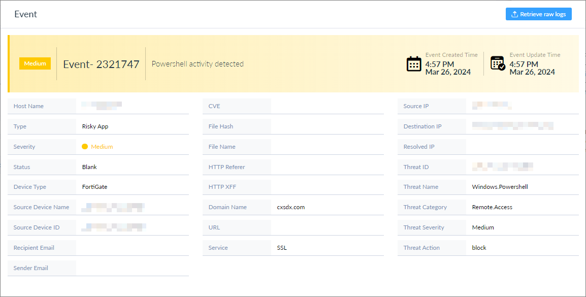 Getting logs from an event | SOCaaS 24.4.0 | Fortinet Document Library