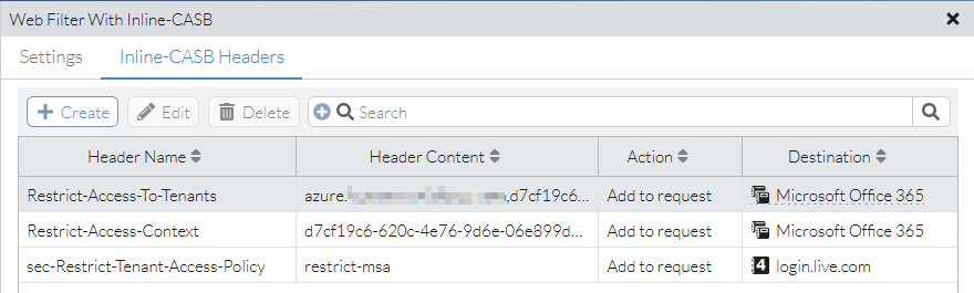 Configuring inline-CASB header for Office 365 example | FortiSASE 24.1. ...