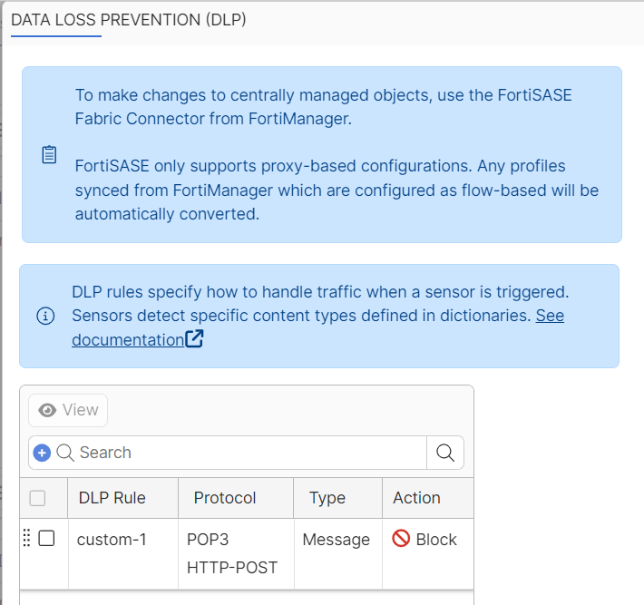 Configuring DLP dictionaries, sensors, and profiles | FortiSASE | Fortinet Document Library