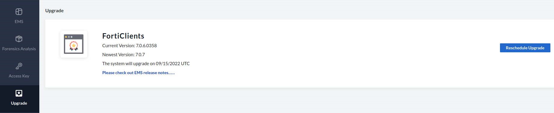 Upgrading FortiClient Cloud | FortiClient Cloud | Fortinet Document Library
