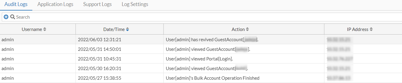 System Logs | FortiGuest 1.3.1 | Fortinet Document Library
