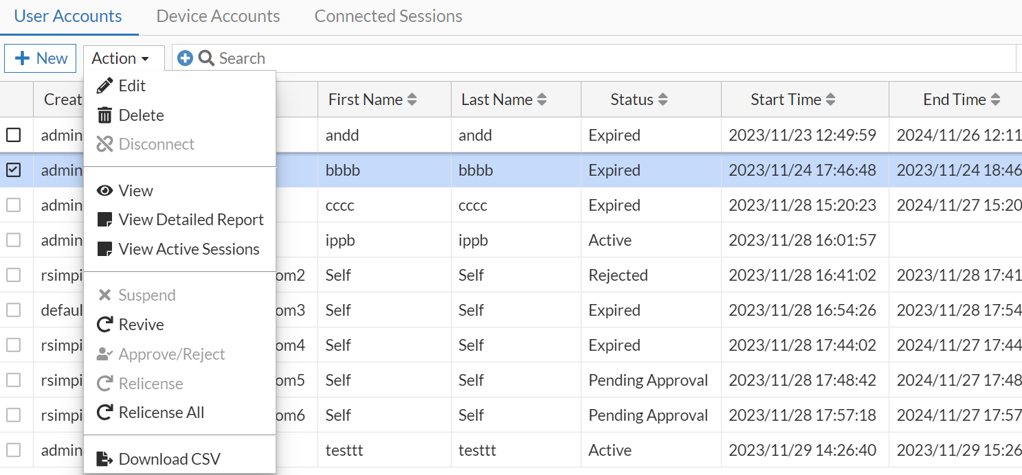 Creating and Managing User and Device Accounts | FortiGuest 1.3.1 ...