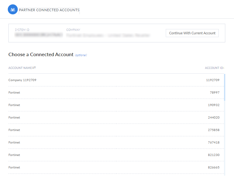 Switching accounts | FortiCloud Services 24.4.a | Fortinet Document Library