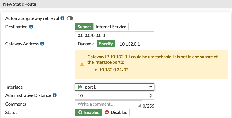 Configuring static addressing in FortiOS | FortiGate Public Cloud 7.6.0 ...