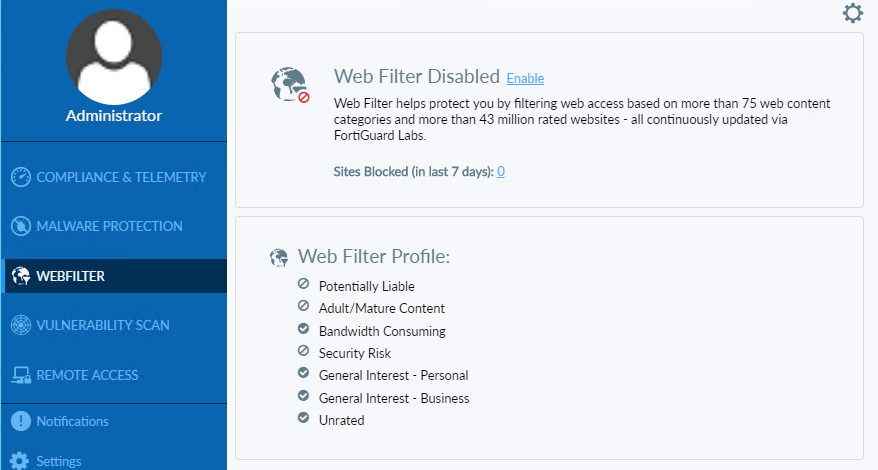 Enabling Web Filter | FortiClient 6.0.4