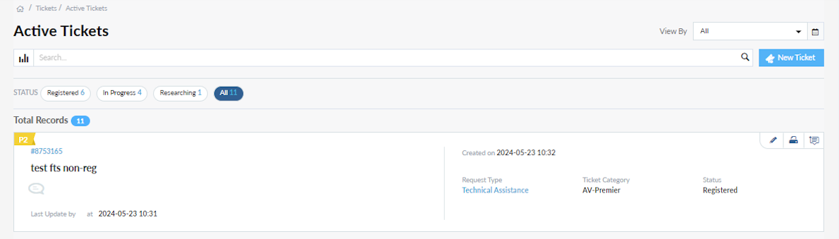 Active tickets | FortiCloud Services 25.2.0 | Fortinet Document Library