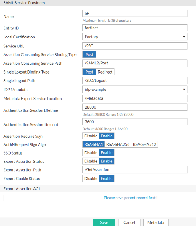 Configure an SAML service provider | FortiADC 7.4.3 | Fortinet Document ...