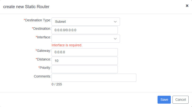 Configuring static routes | FortiPortal 6.0.3