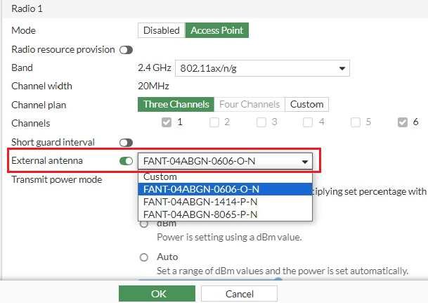 Configure Fortinet external antenna parameters for specific FortiAPs ...