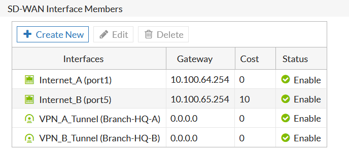 Configuring SD-WAN interfaces | FortiGate / FortiOS 6.2.12